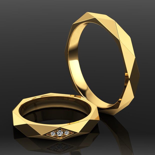 Faceted Men's Wedding Ring | Custom Wedding Ring | Valeria FJ