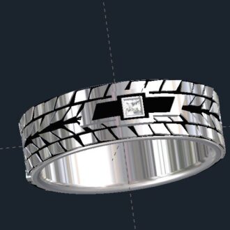 Modern Tire Tread Wedding Ring | Custom Wedding Rings | Valeria FJ
